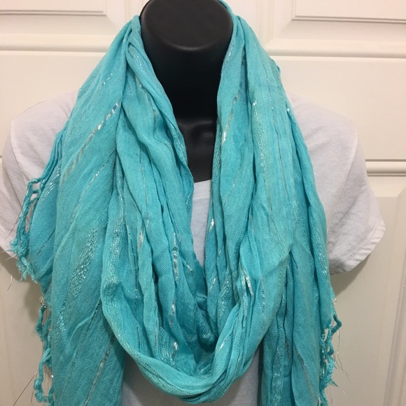 Accessories | Turquoise And Silver Scarf | Poshmark